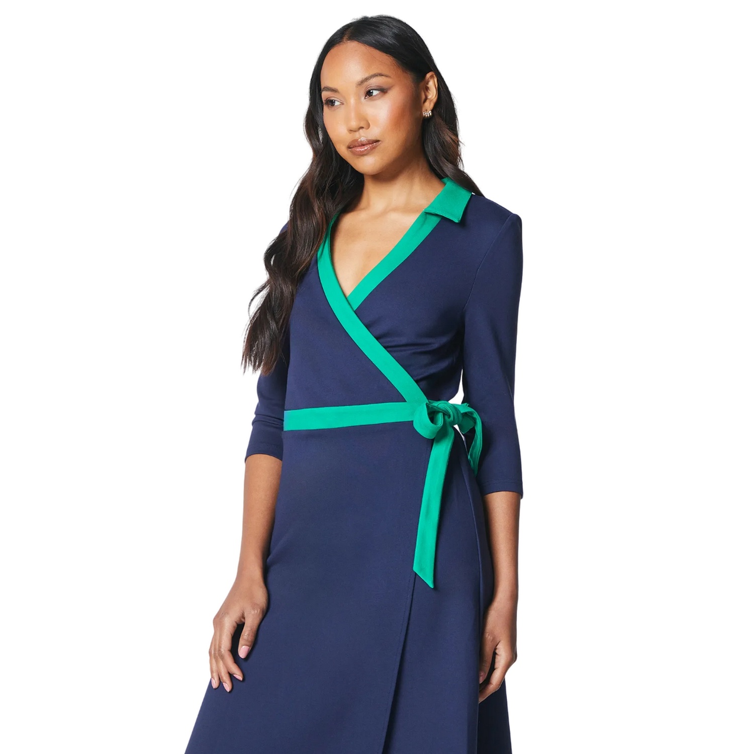 Principles Womens Contrast Ponte Wrap Dress - Walmart.com