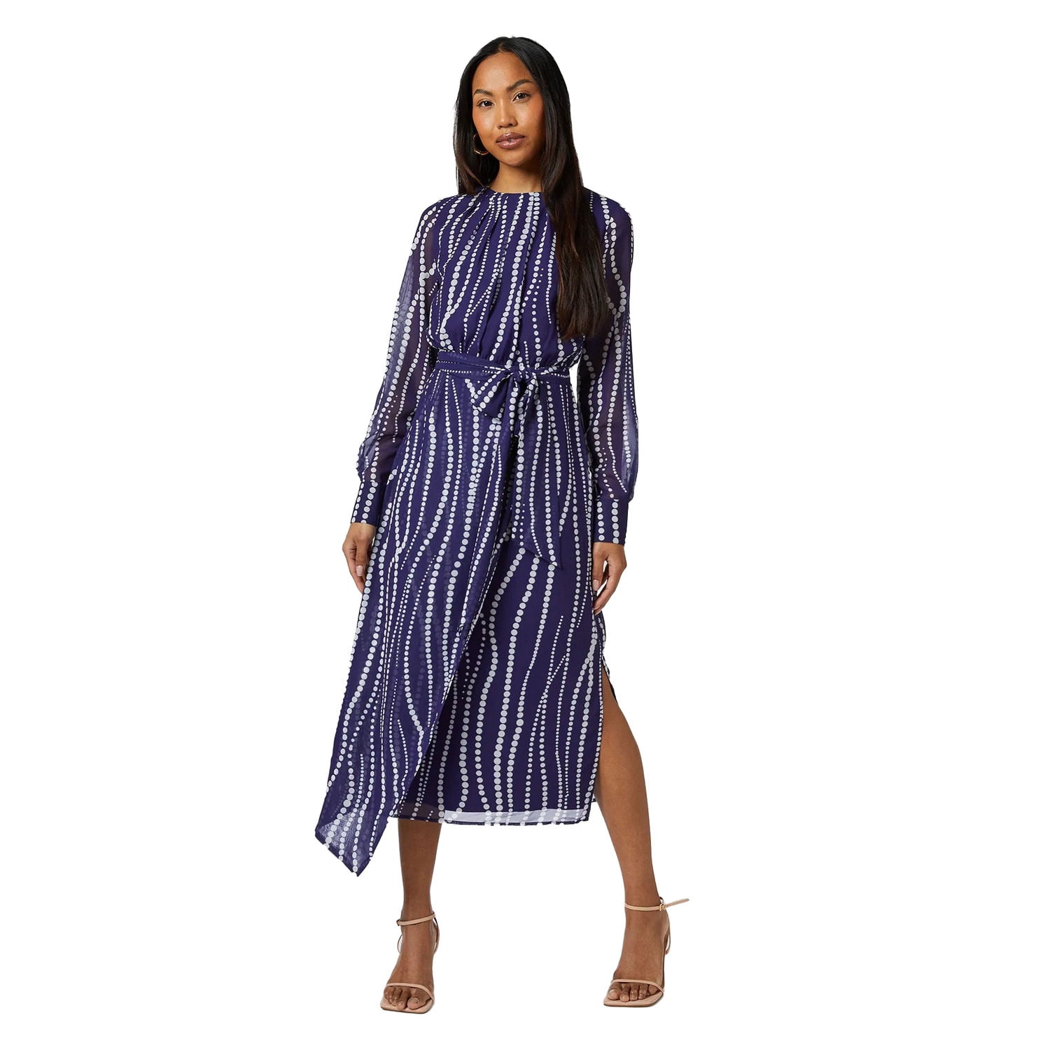 Principles Womens Spotted Draped Midi Dress - Walmart.com