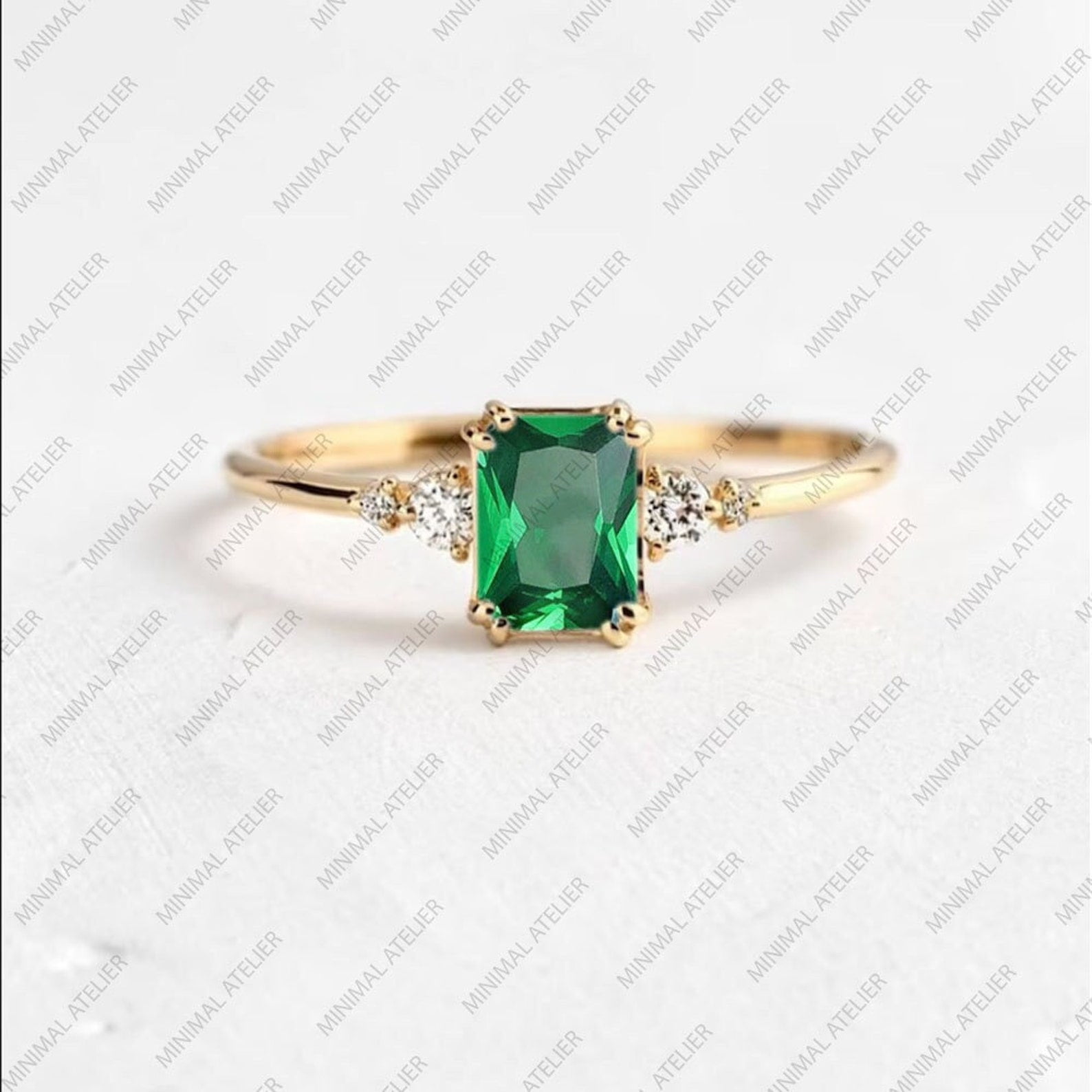 Princy Jewels Radiant Cut Emerald Engagement Ring, Solid 14k Yellow ...