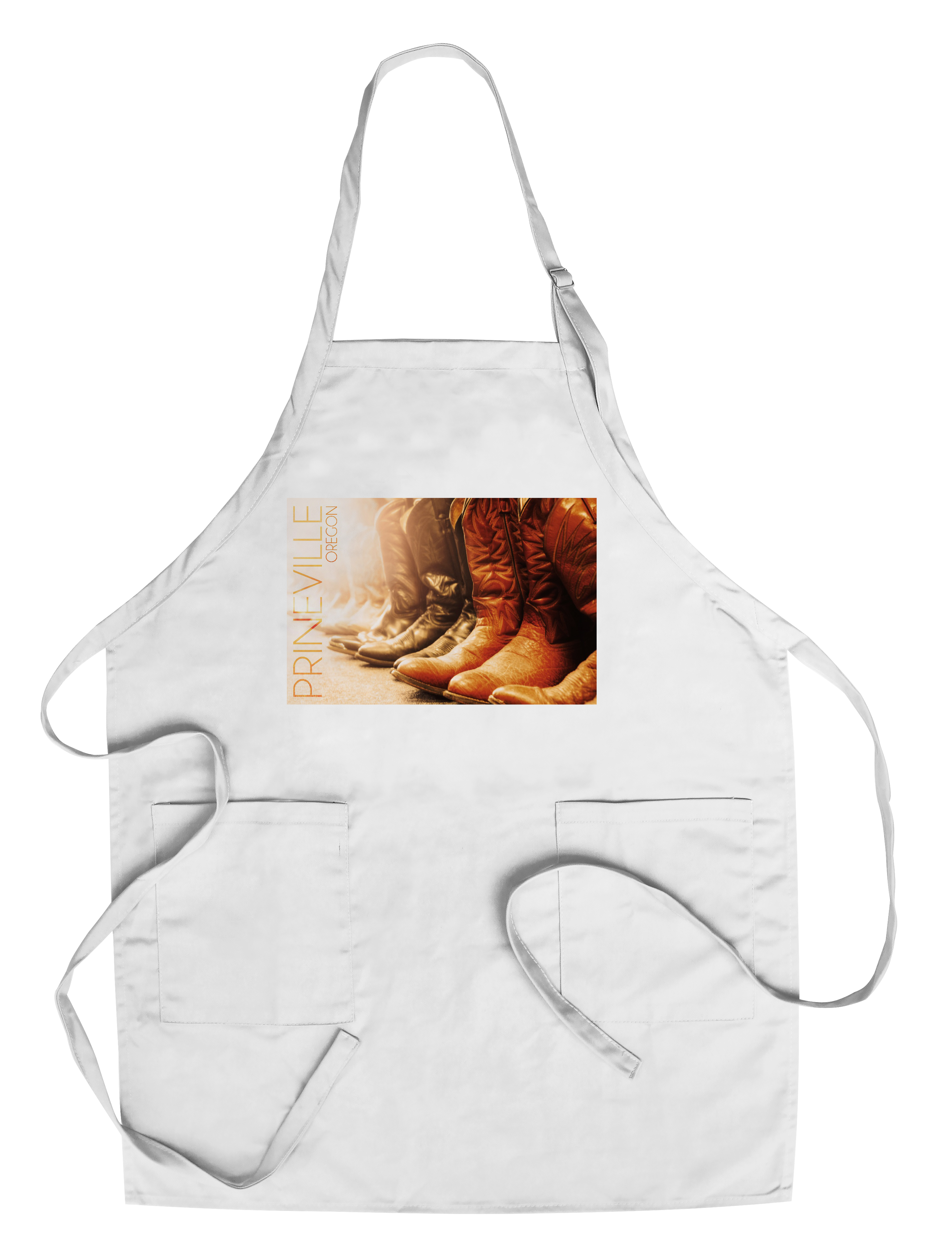 Prineville, Oregon, Cowboy Boots (Cotton Canvas Apron, Kitchen Cooking ...