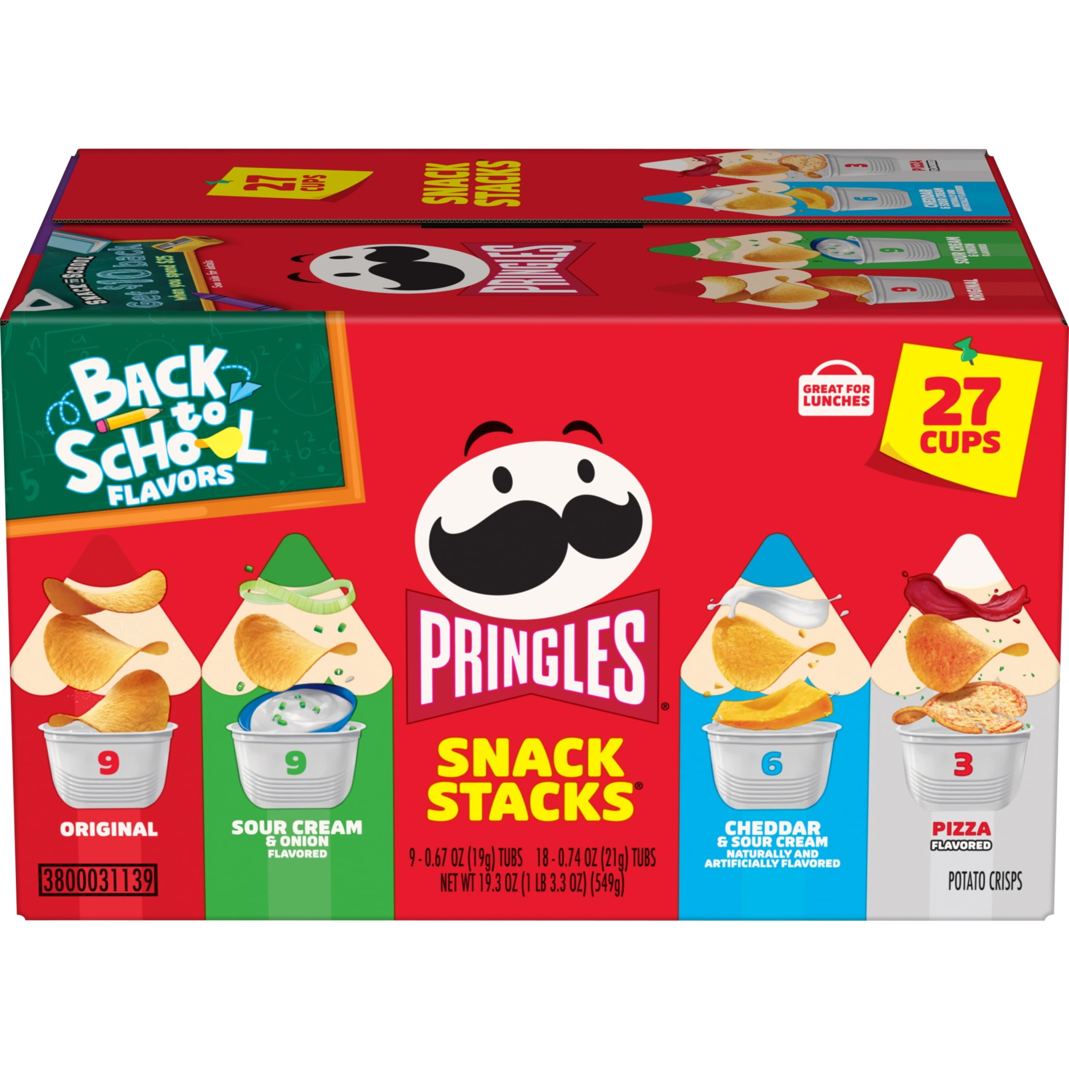 Pringles Variety Pack Potato Crisps Chips, Back to School, 27 Count ...