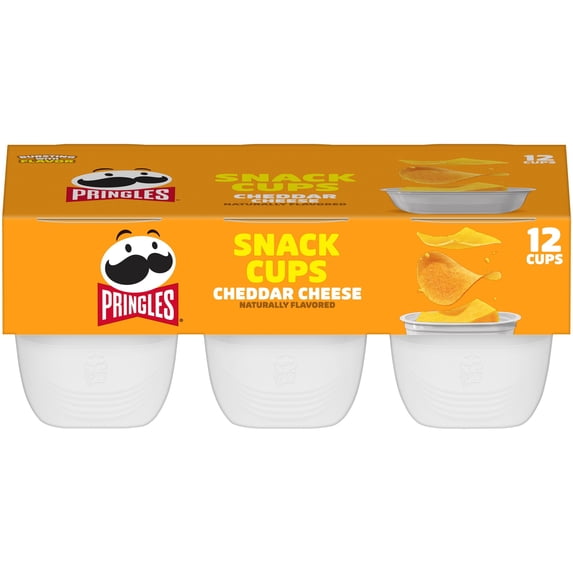 Pringles, Cheddar Cheese Potato Crisps Chips, 12 Count, Snack Cups ...