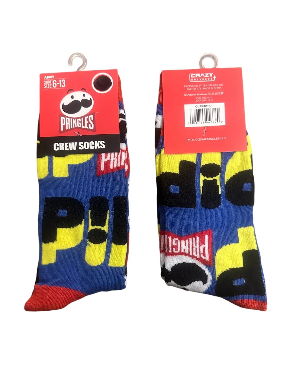 Pringles Crew Socks Blue Red Yellow Black Socks, 1 Pack - Walmart.com
