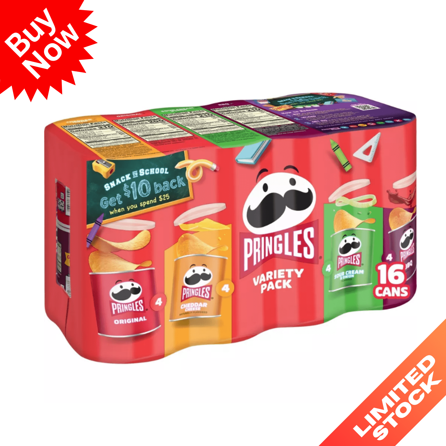 Pringles Grab and Go Variety Pack, Assorted Flavors, 22 oz, 16 Count ...
