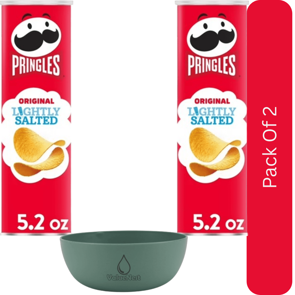 Pringles Lightly Salted Original Potato Crisps, Classic Lunch Snacks, 5 ...