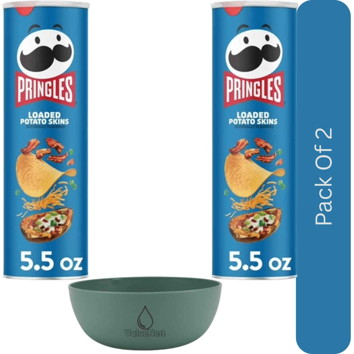 Pringles Loaded Potato Skins Flavored Potato Crisps, Bold Lunch Snacks ...