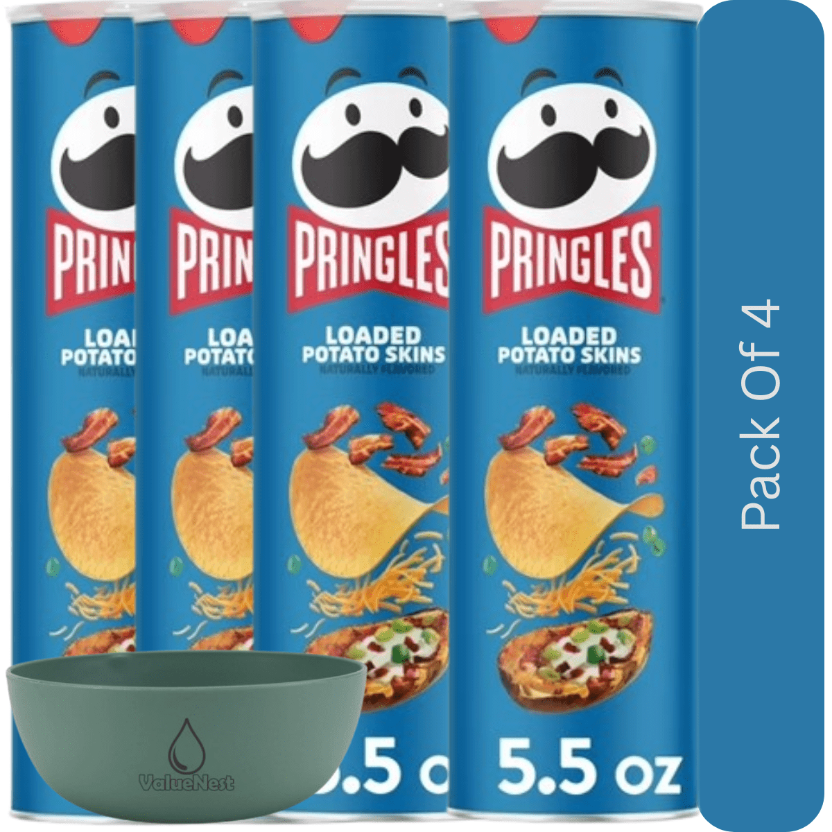Pringles Loaded Potato Skins Flavored Potato Crisps, Tasty Lunch Snacks ...