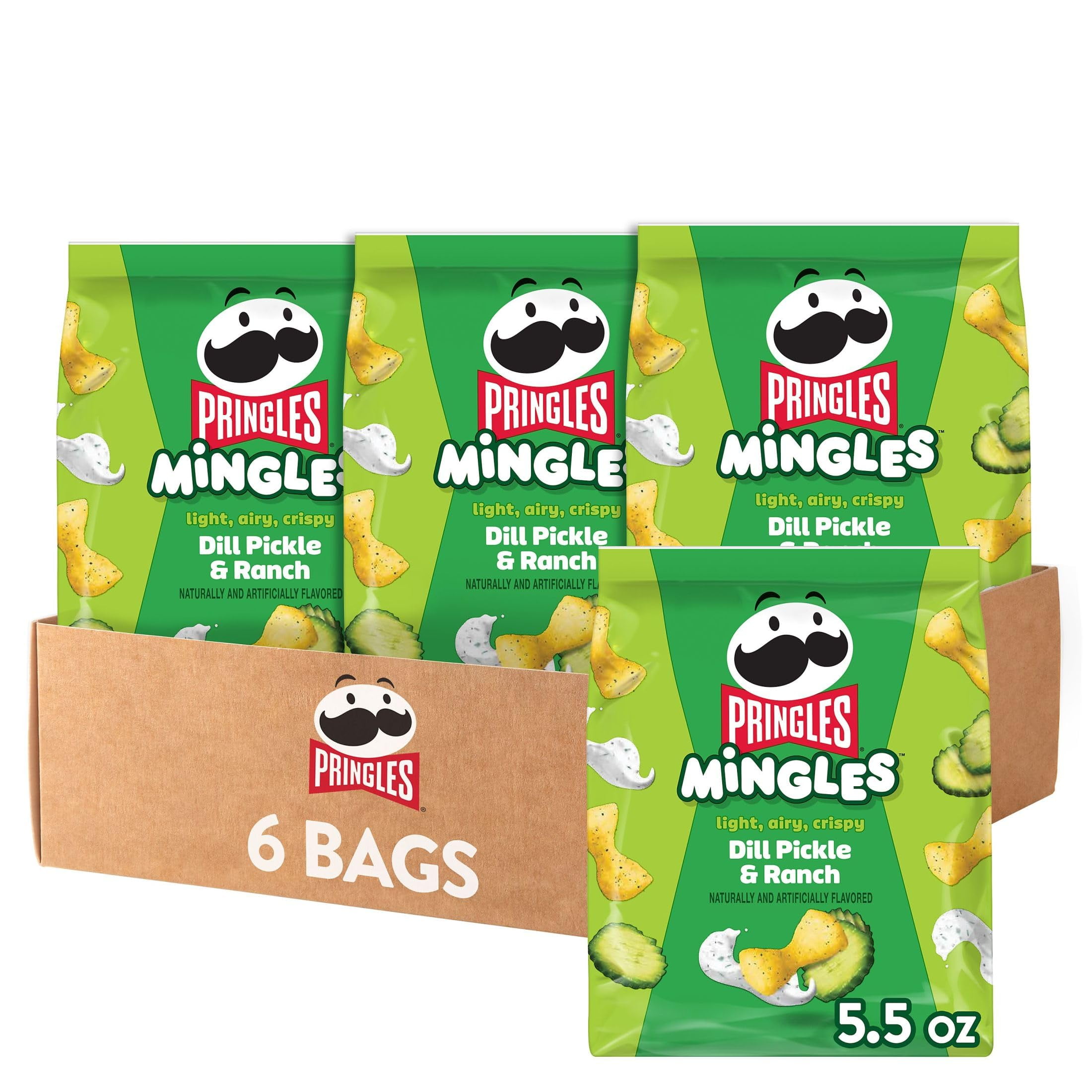 Pringles Mingles Puffed FEV6 Snacks, Dill Pickle and Ranch, Salty ...