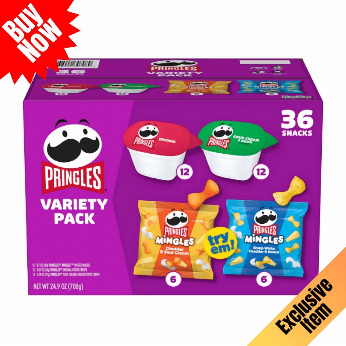 Pringles Mingles & Singles Snack Variety Pack, Assorted Flavors, 36 ...