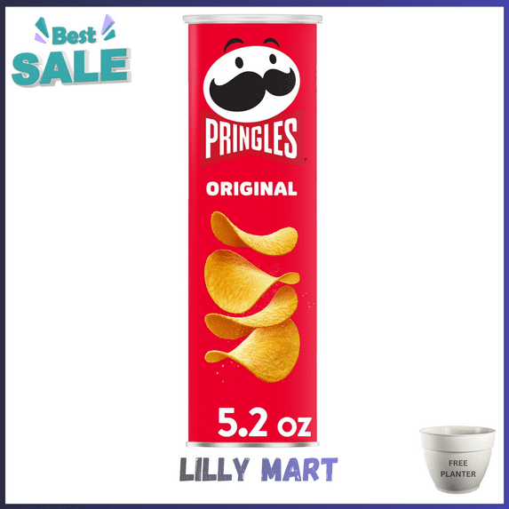 Pringles Original Potato Crisps Chips, Lunch Snacks, 5.2 oz Canister ...
