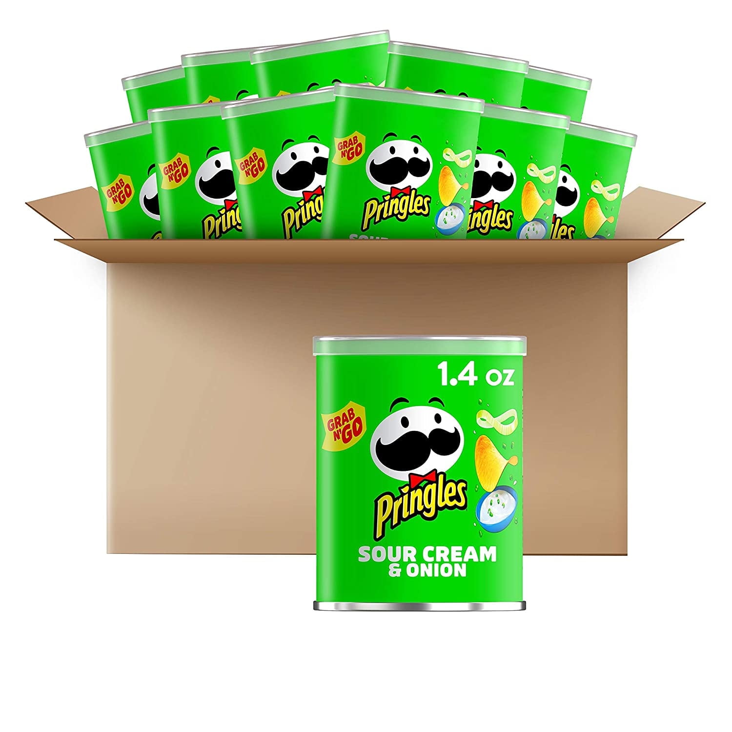 Pringles Sour Cream and Onion Potato Crisps, Single Serve 1.4 Oz Cans ...