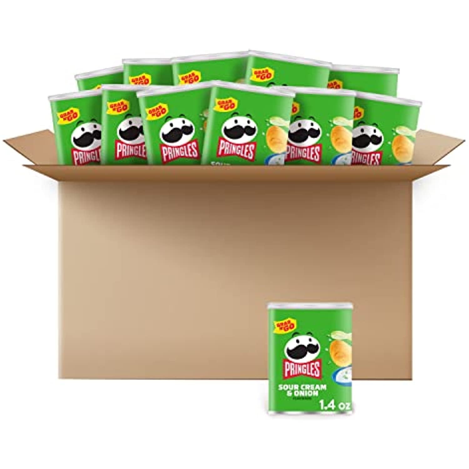 Pringles Potato Crisps, Sour Cream & Onion, 1.4 Ounce (Pack Of 12 ...