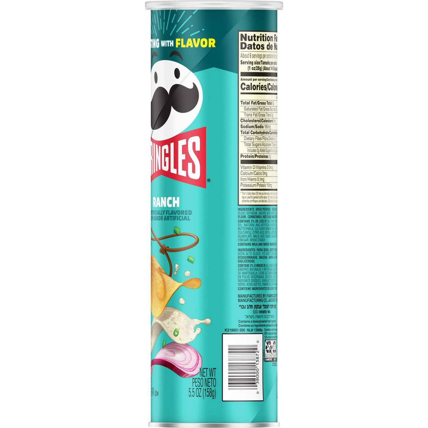 Pringles Ranch Potato Crisps Chips - 5.5 oz Packaging May Vary (Pack of ...