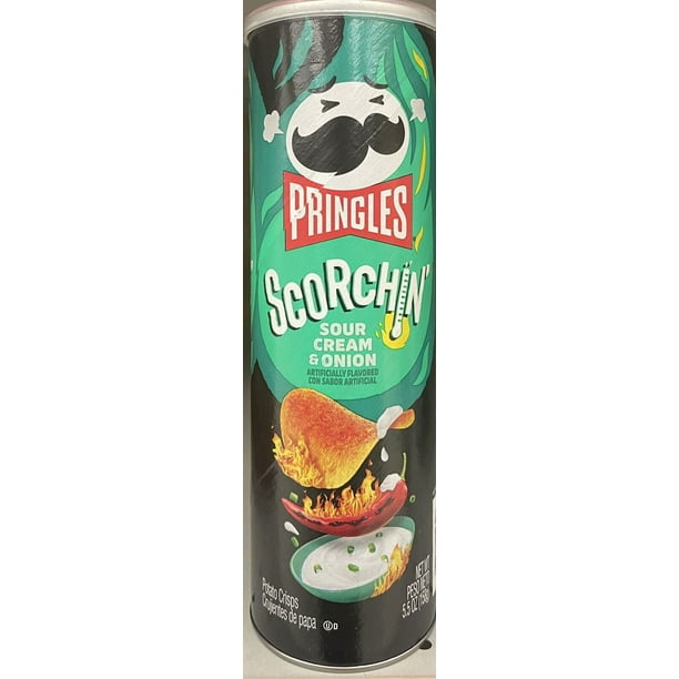 Pringles SCORCHIN SOUR CREAM & ONION Flavored Potato Chips Snack Crisps ...
