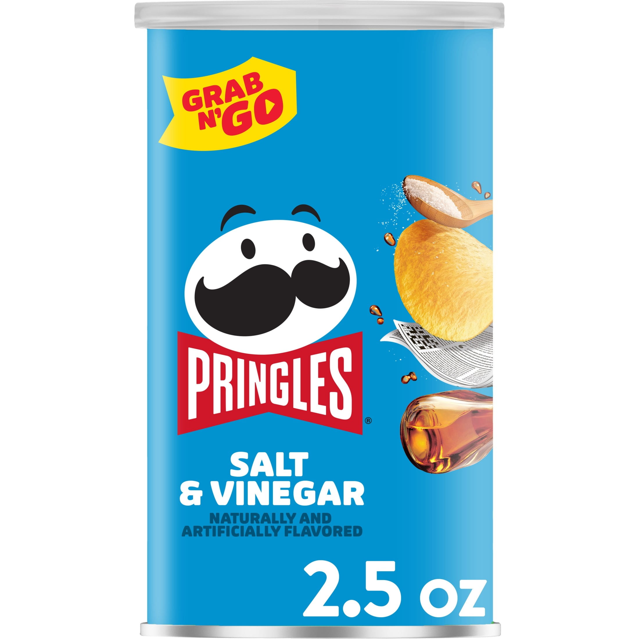 Pringles Salt and Vinegar Potato Crisps Chips, Lunch Snacks, 2.5 oz ...