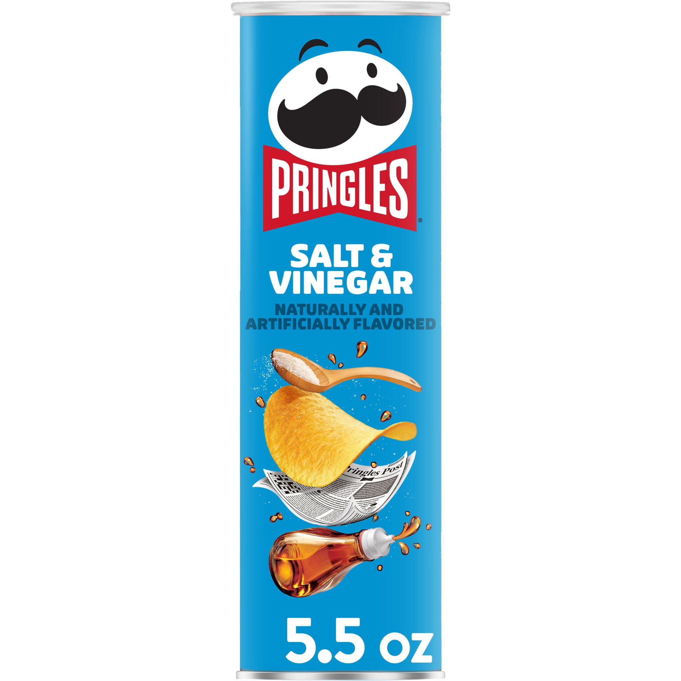 Pringles Original Salt and Vinegar Potato Crisps Chips, Stackable Snack ...