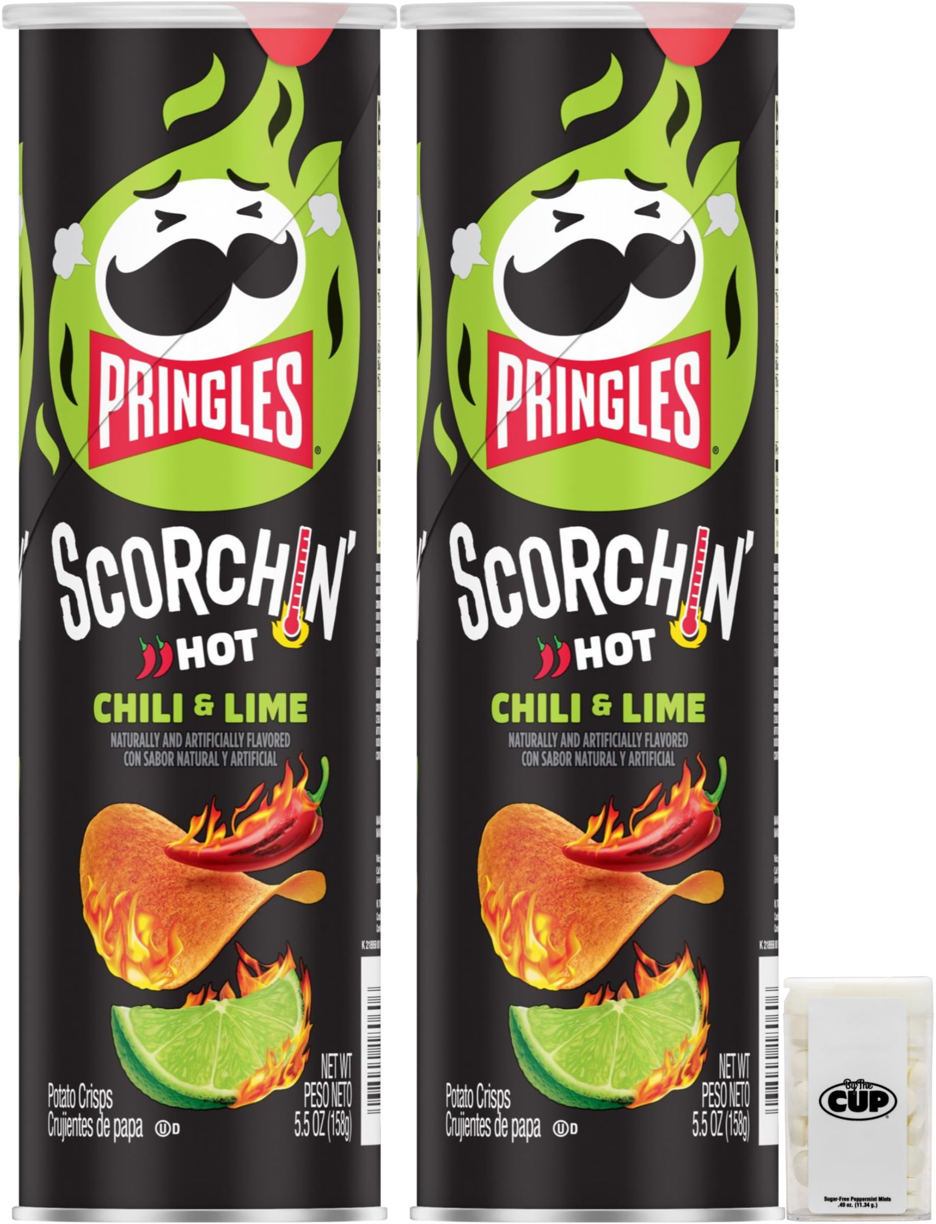 Pringles Scorchin' Chili & Lime Potato Crisps, 5.5 oz (Pack of 2) with ...