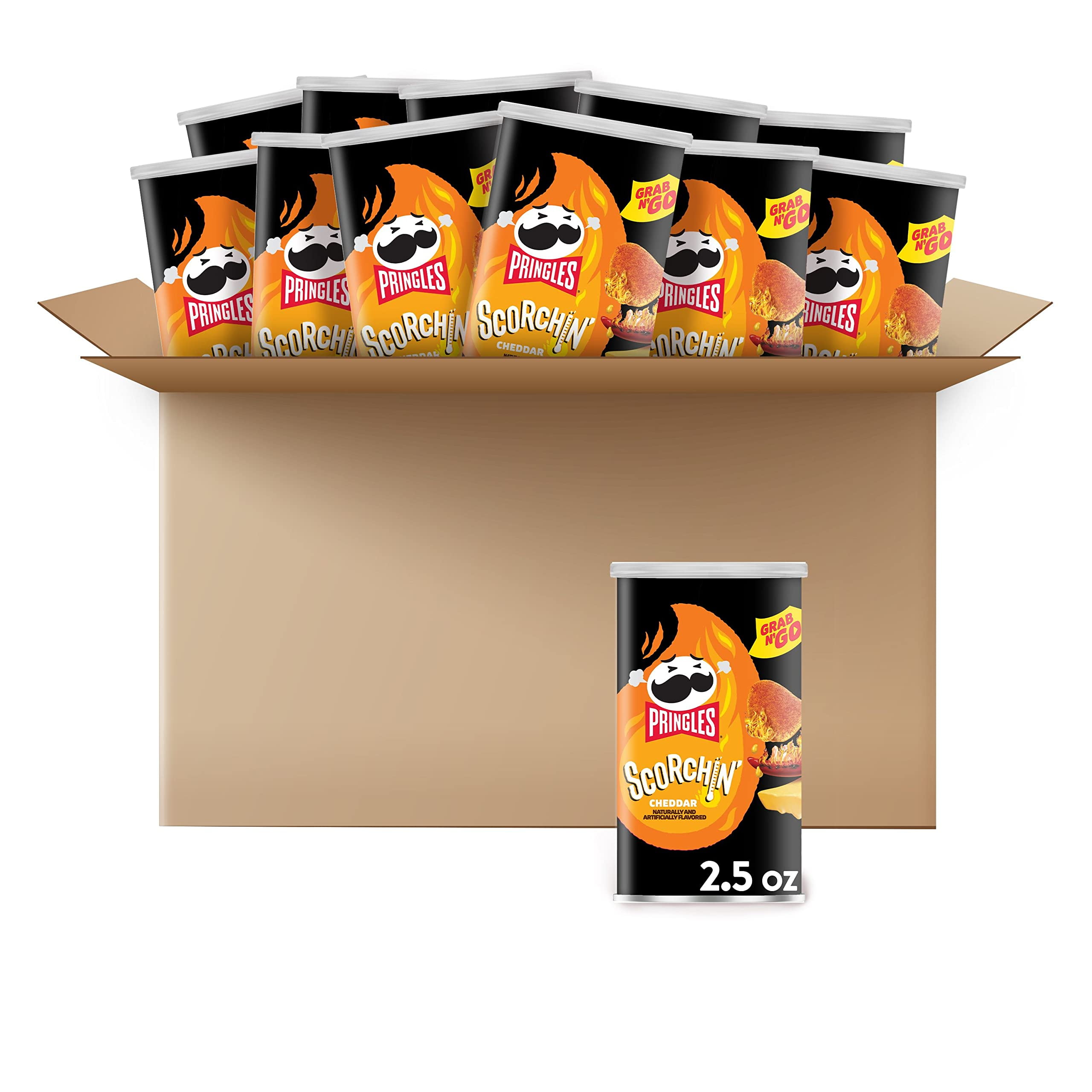 Pringles Scorchin', Potato Crisps Chips, Cheddar, Snacks On the Go, 2 ...