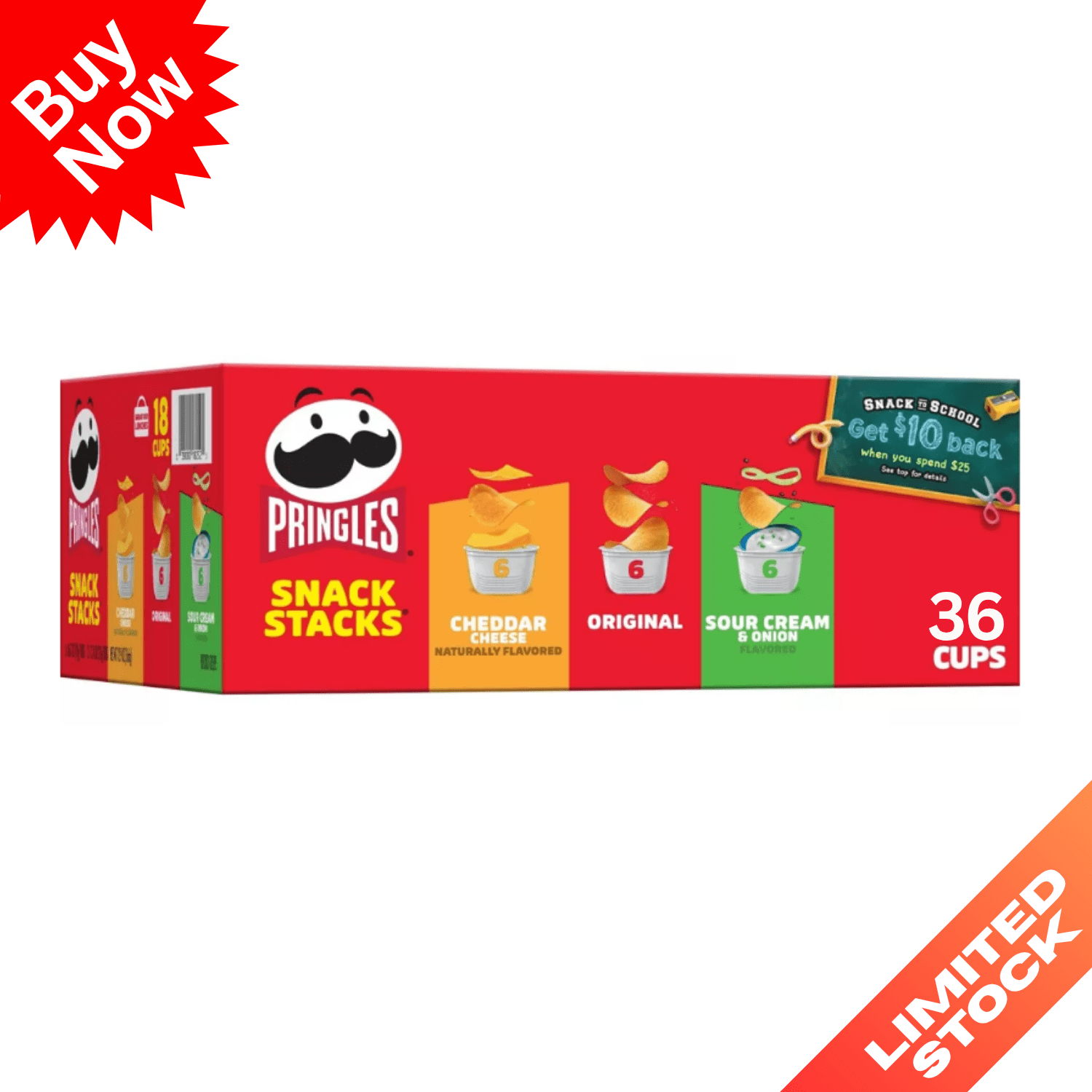 Pringles Snack Stacks Variety Pack Potato Crisps Chips, 12.9 oz, 36 ...