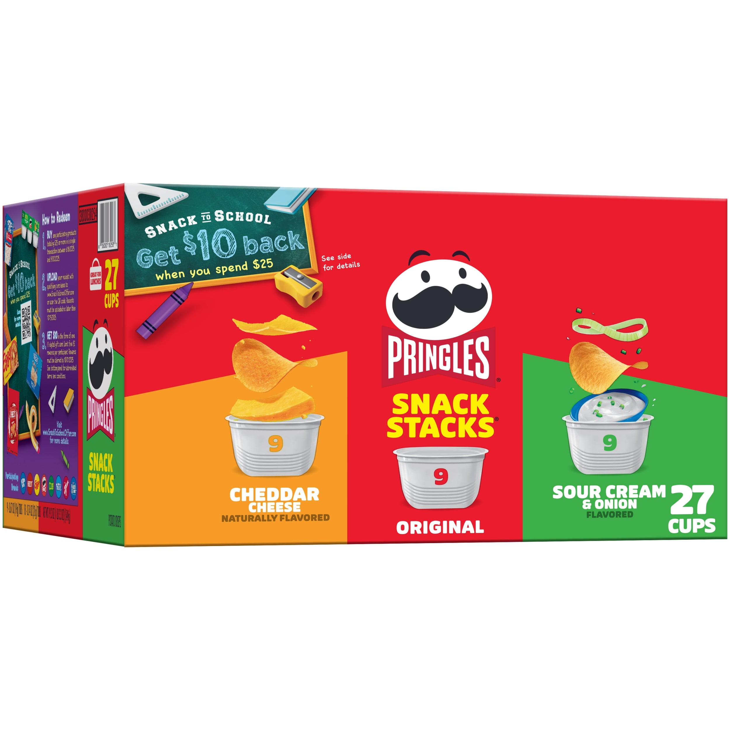 Pringles Potato Crisps Snack Stacks Variety Pack 27 Count with Original ...