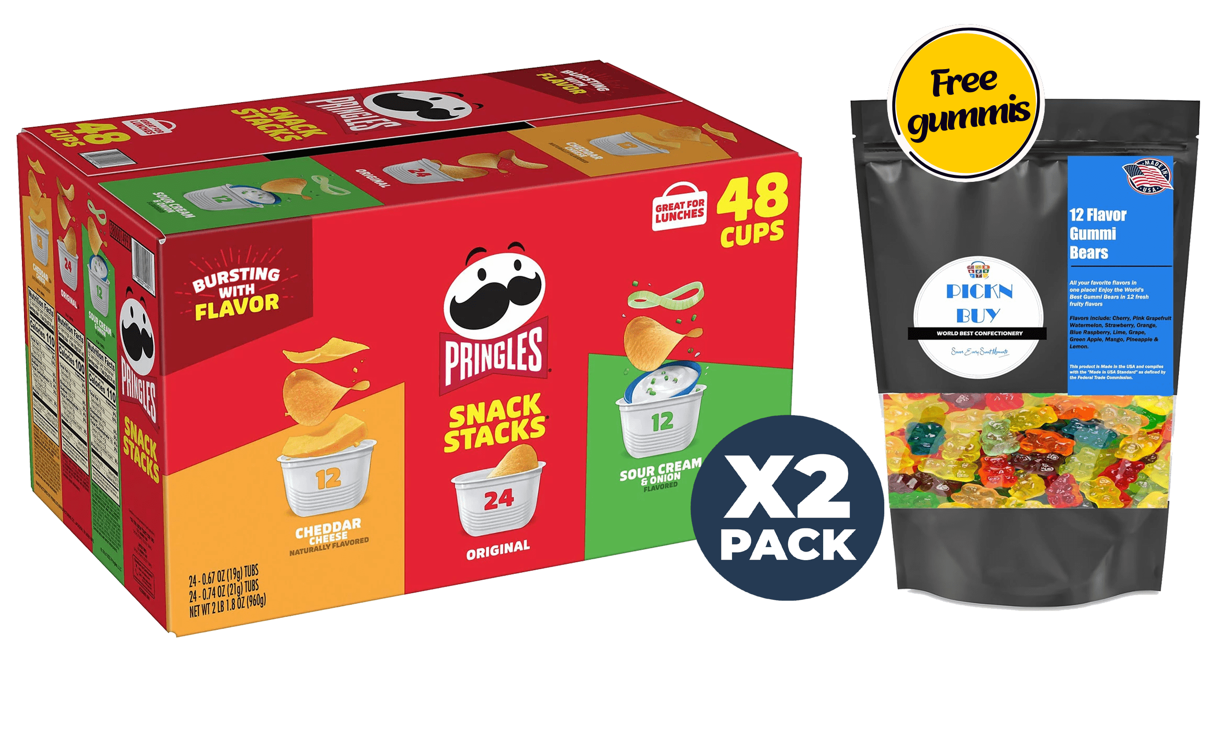 Pringles Snack Stacks Variety Pack Potato Crisps Chips, Lunch Snacks ...