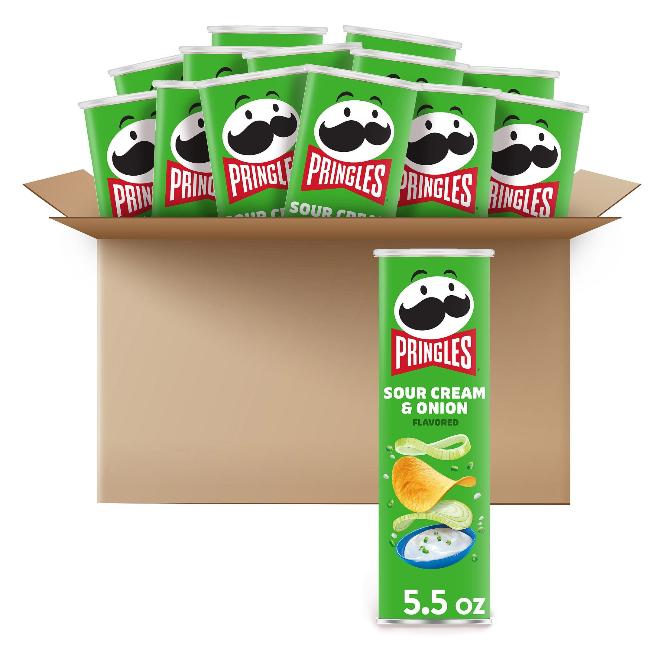 Pringles Sour Cream and Onion Potato Crisps Chips, Lunch Snacks, 14 ...