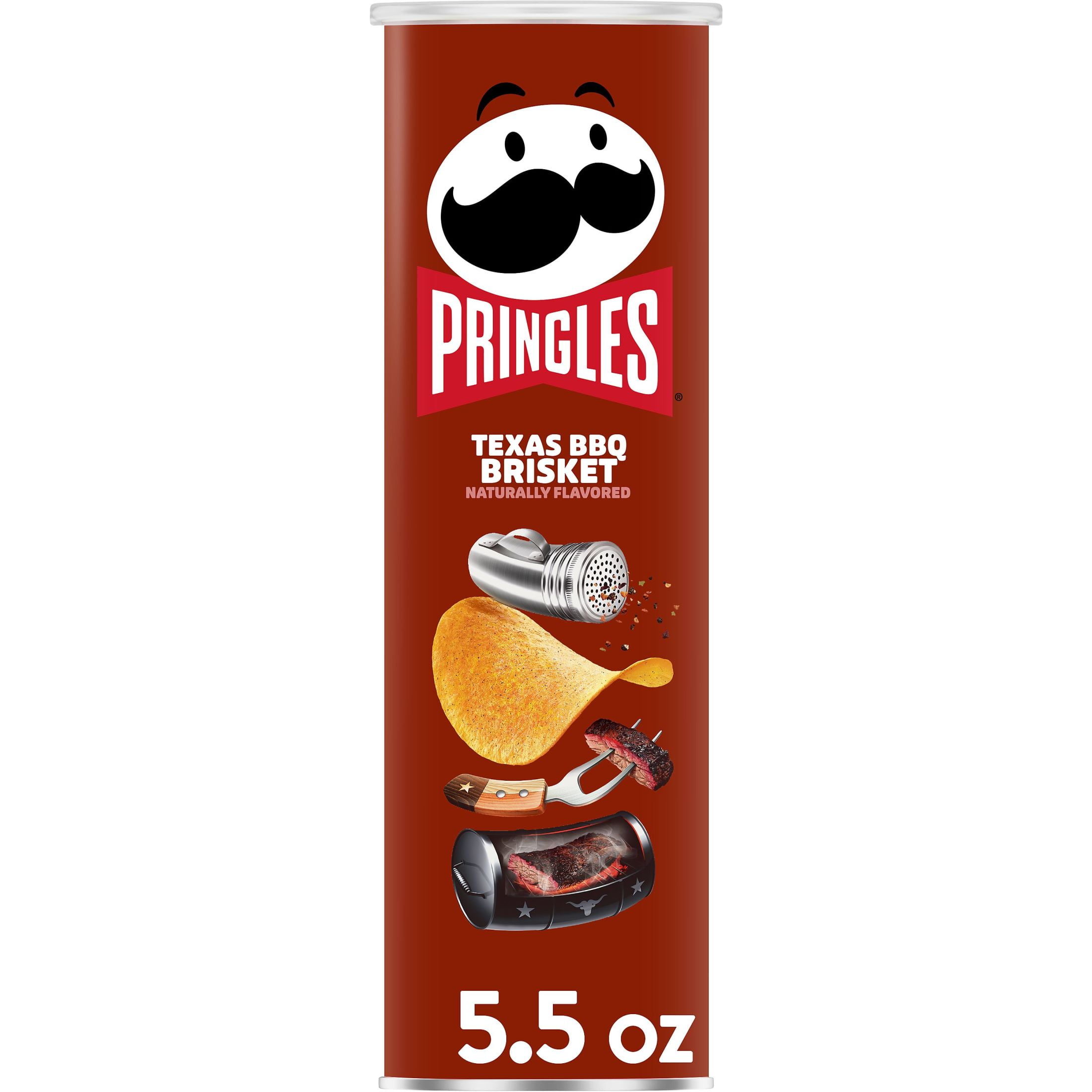 Pringles Texas BBQ Brisket Potato Chips Crisps, Lunch Snacks, 5.5 oz ...
