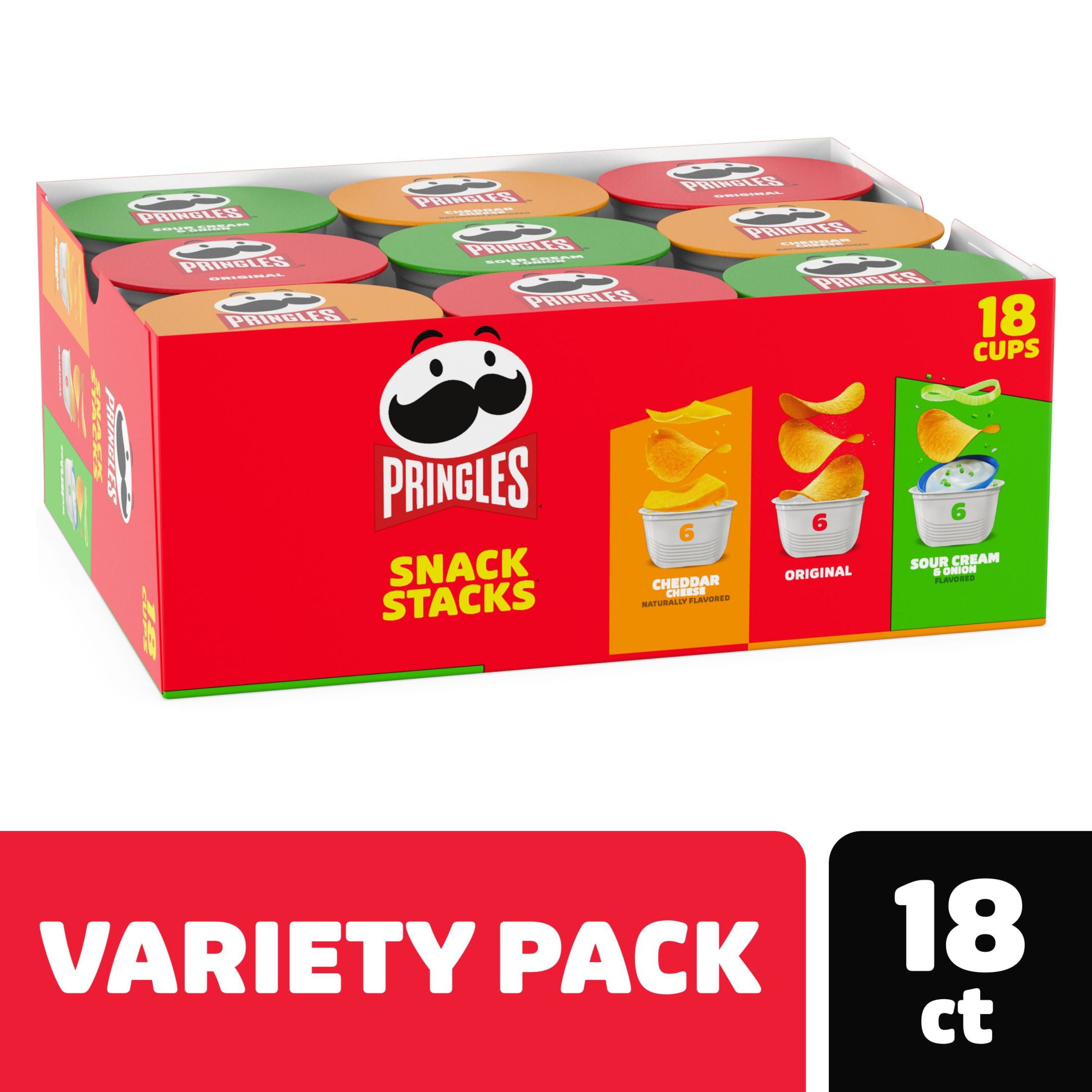 Pringles Variety Pack Potato Crisps Chips, Lunch Snacks, 18 Count ...