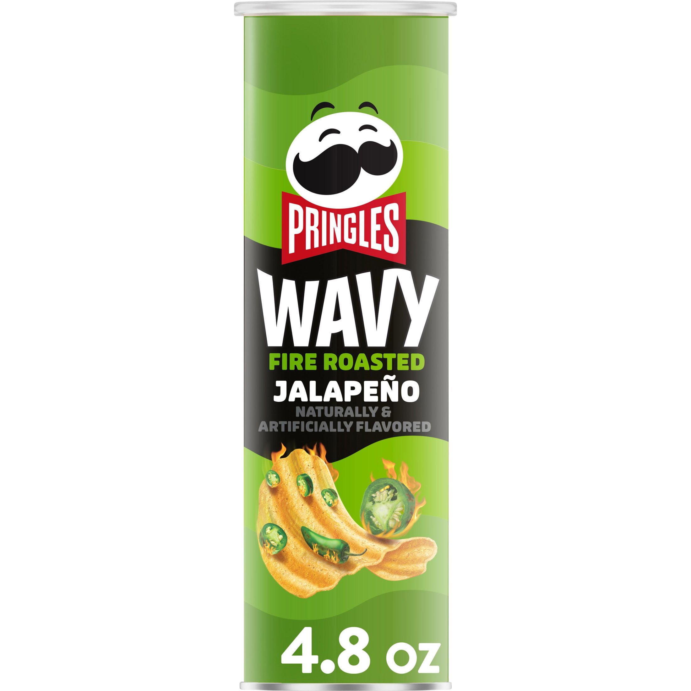 Pringles Wavy Fire Roasted Jalapeno Potato Crisps Chips, Lunch Snacks ...