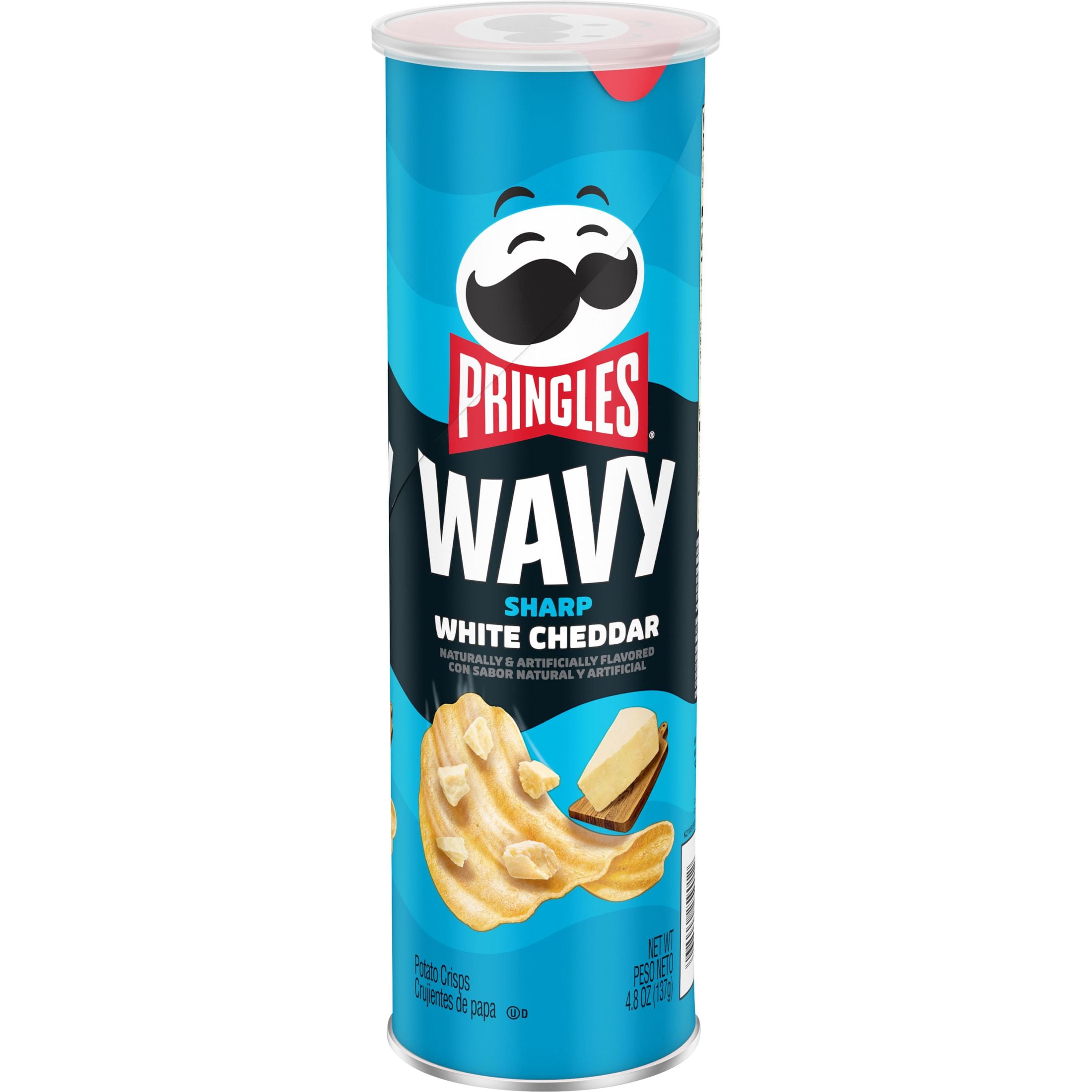 Pringles Wavy Sharp White Cheddar Potato Crisps Chips, Lunch Snacks, 4. ...
