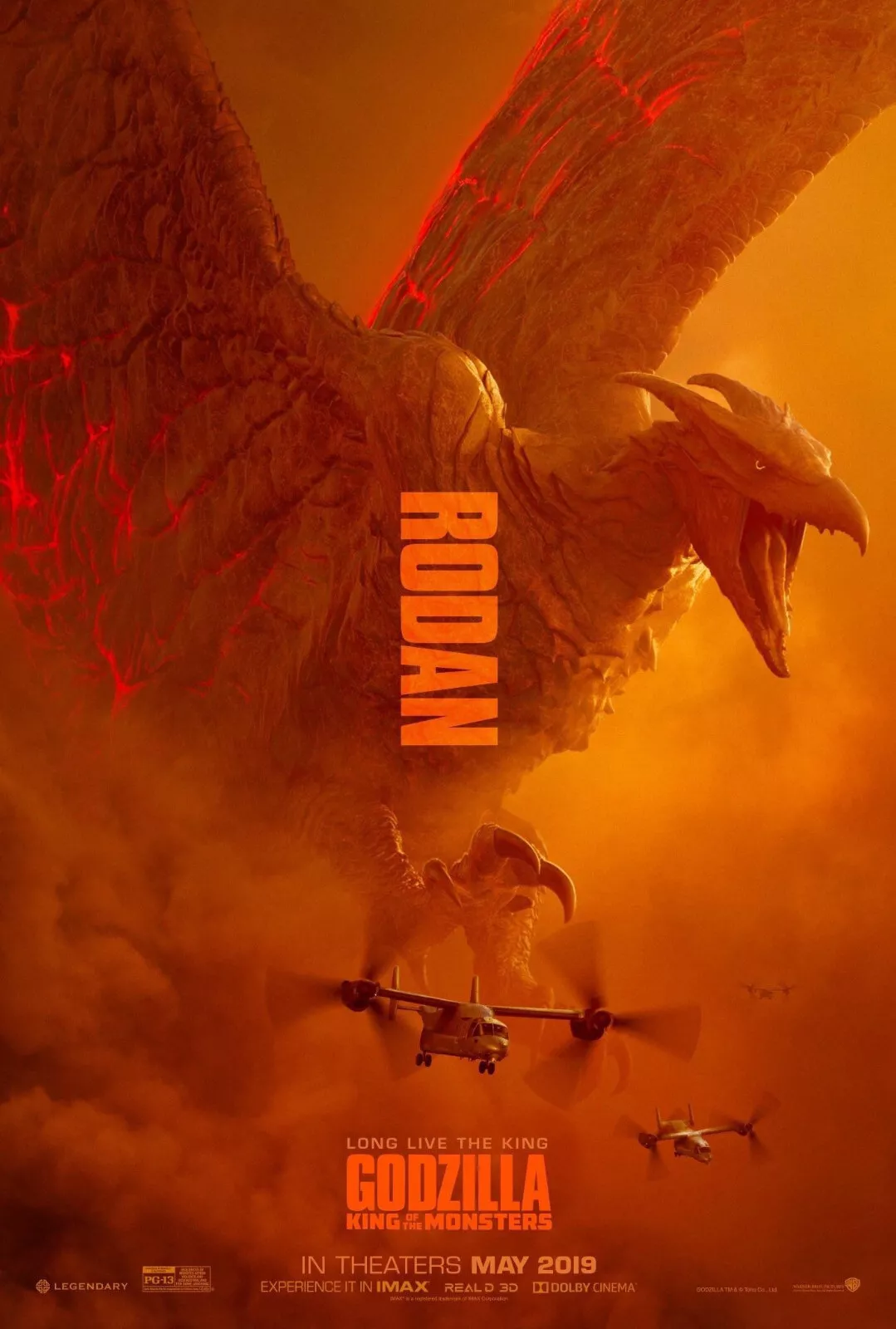 Print 2019 Film Promo Poster "Godzilla Monsters" Wall Decor Sci-fi Gift Rodan, Movie Poster ...