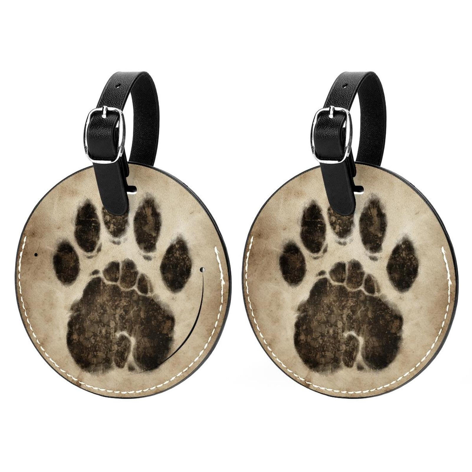 Print 2Pcs PU Leather Round Luggage Tags with Privacy Cover and Name ID ...