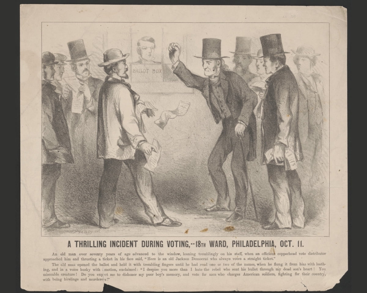 Print: A Thrilling Incident During Voting,--18th Ward, Philadelphia ...