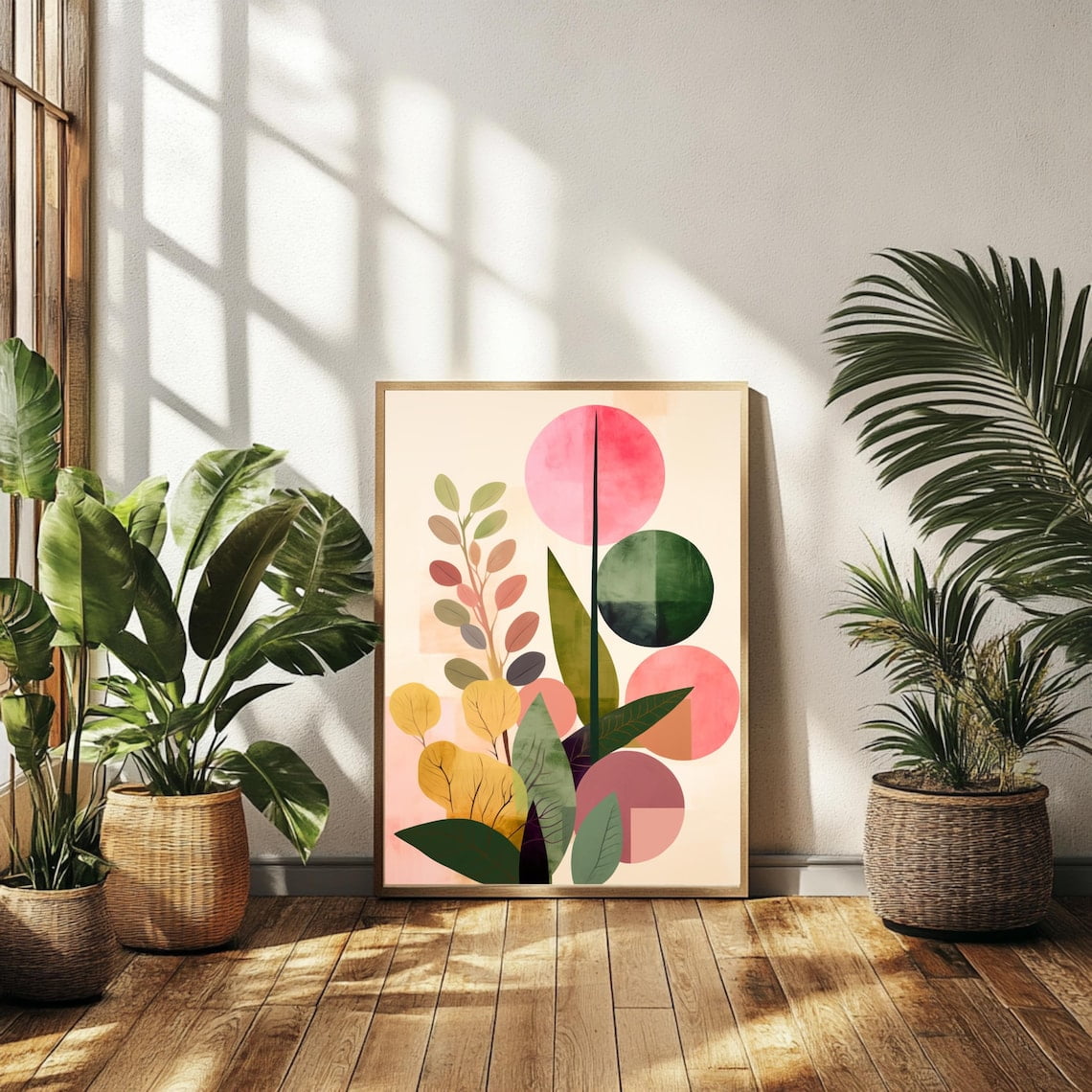 Print Abstract Flower Garden Green And Pink Maximalist Art Eclectic ...