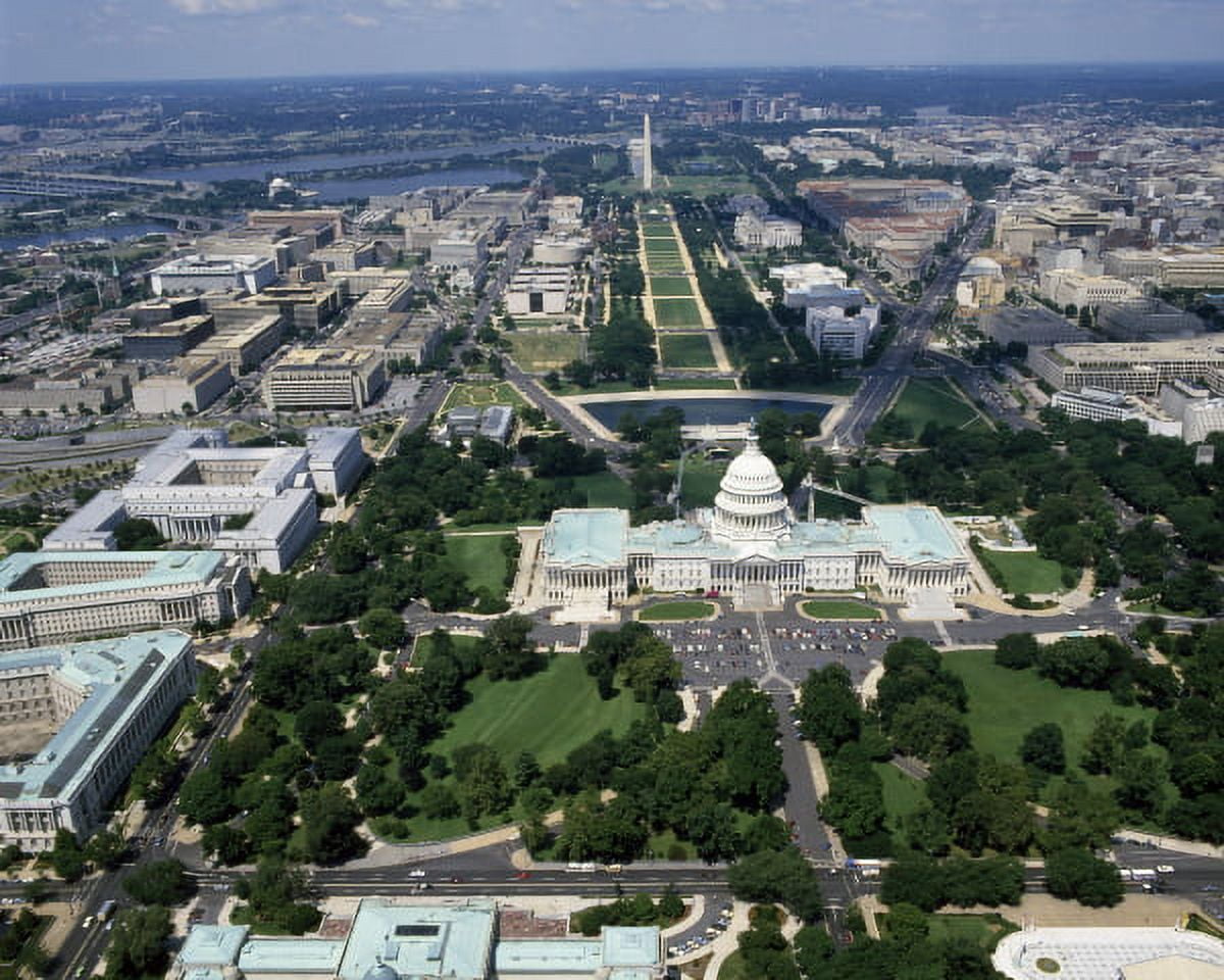 Print: Aerial View Of National Mall, With The U.S. Capitol In The ...