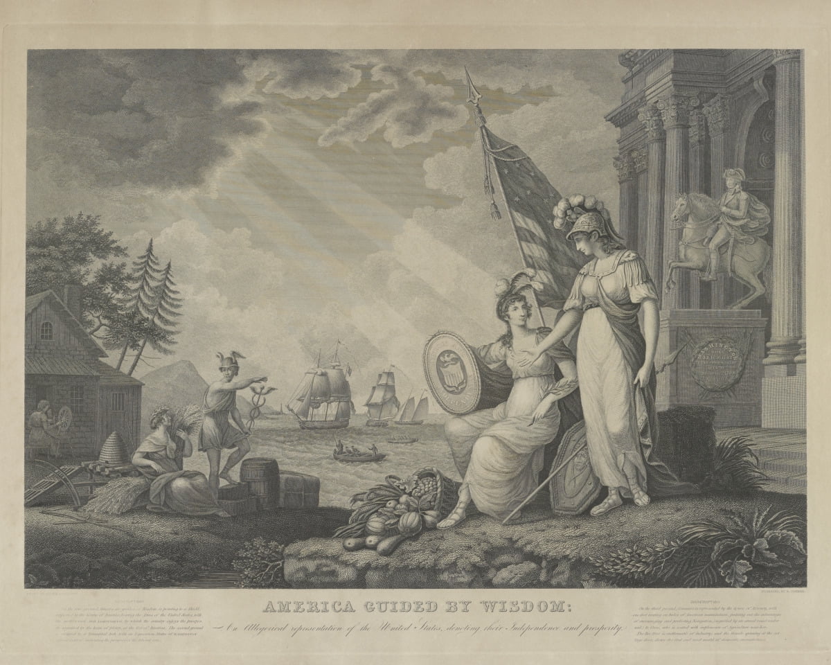 Print: America Guided By Wisdom An Allegorical Representation Of The ...