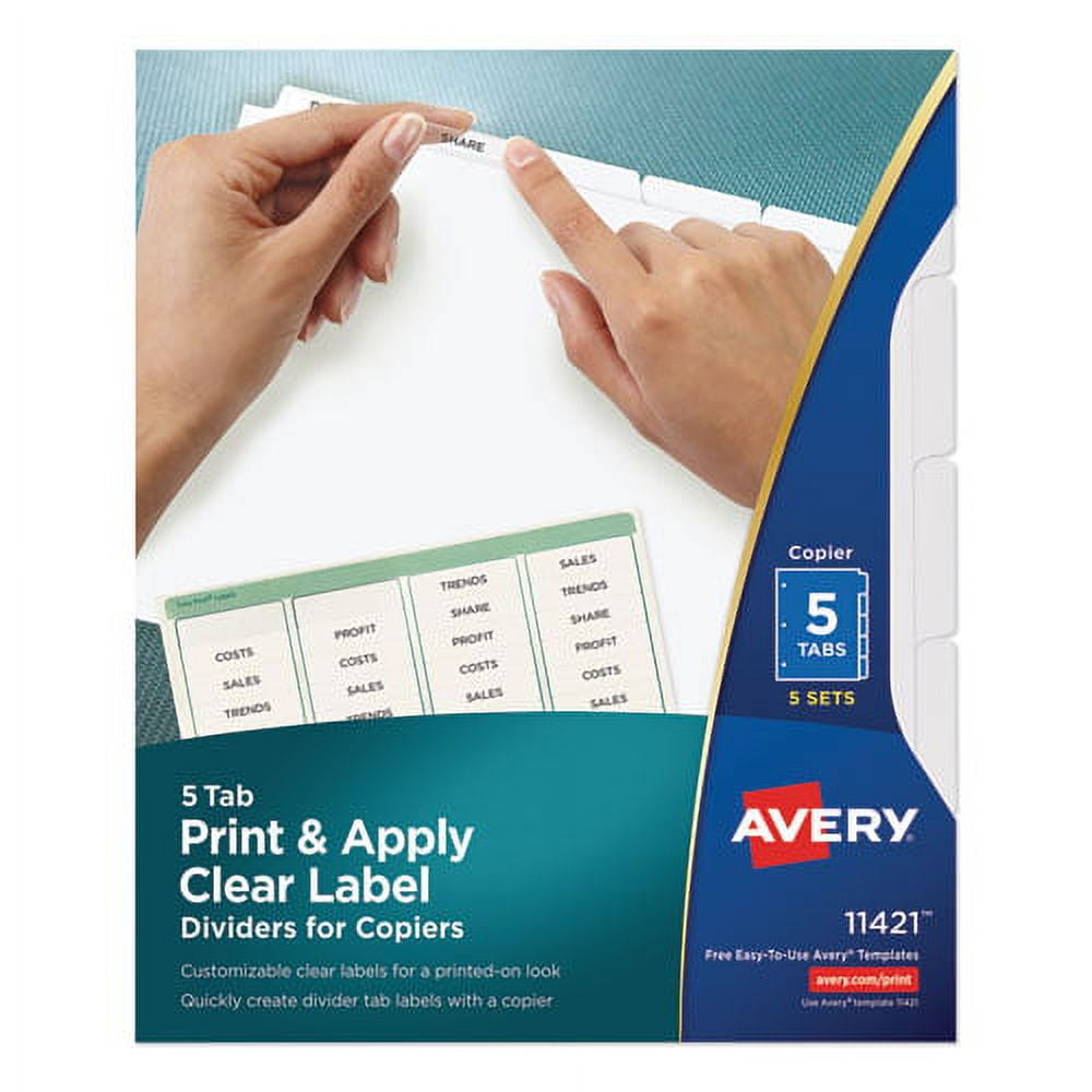 Print And Apply Index Maker Clear Label Dividers, Copiers, 5-Tab ...