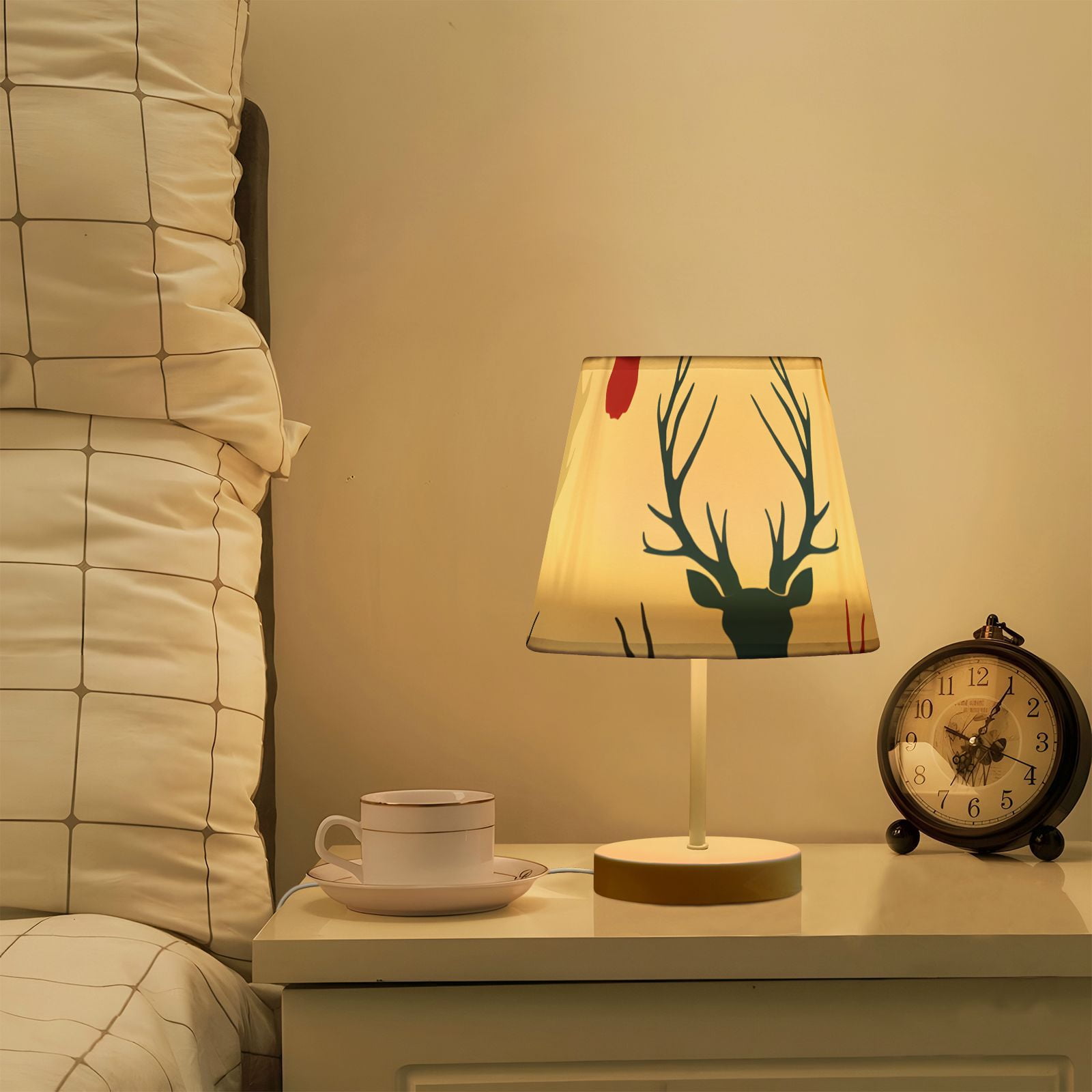 Print Antlers Deer Head LED Desk Lamp Table Lamp USB Bedside Nightstand ...