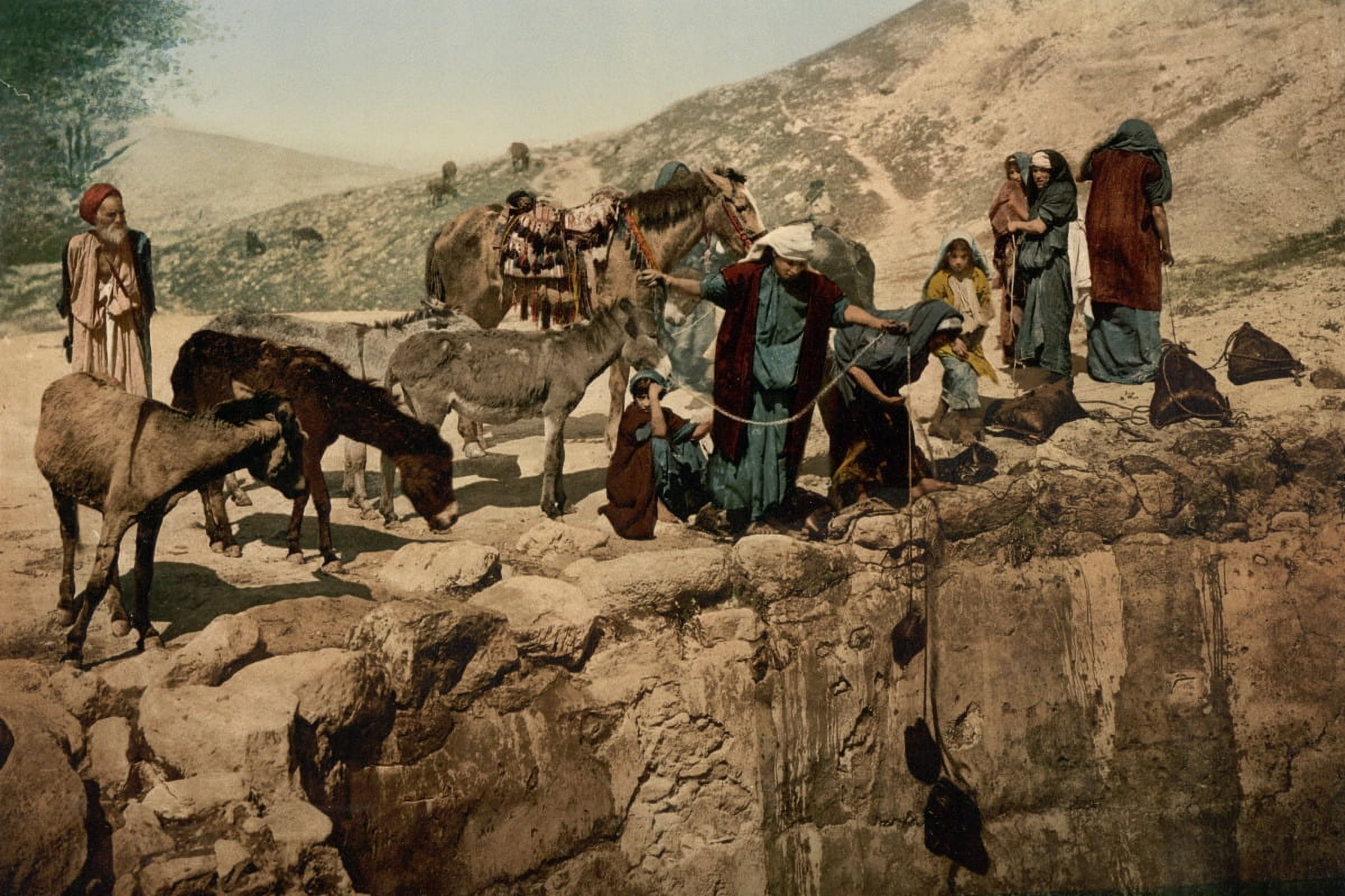 Print: Bedouins Drawing Water, Holy Land, circa 1890 - Walmart.com
