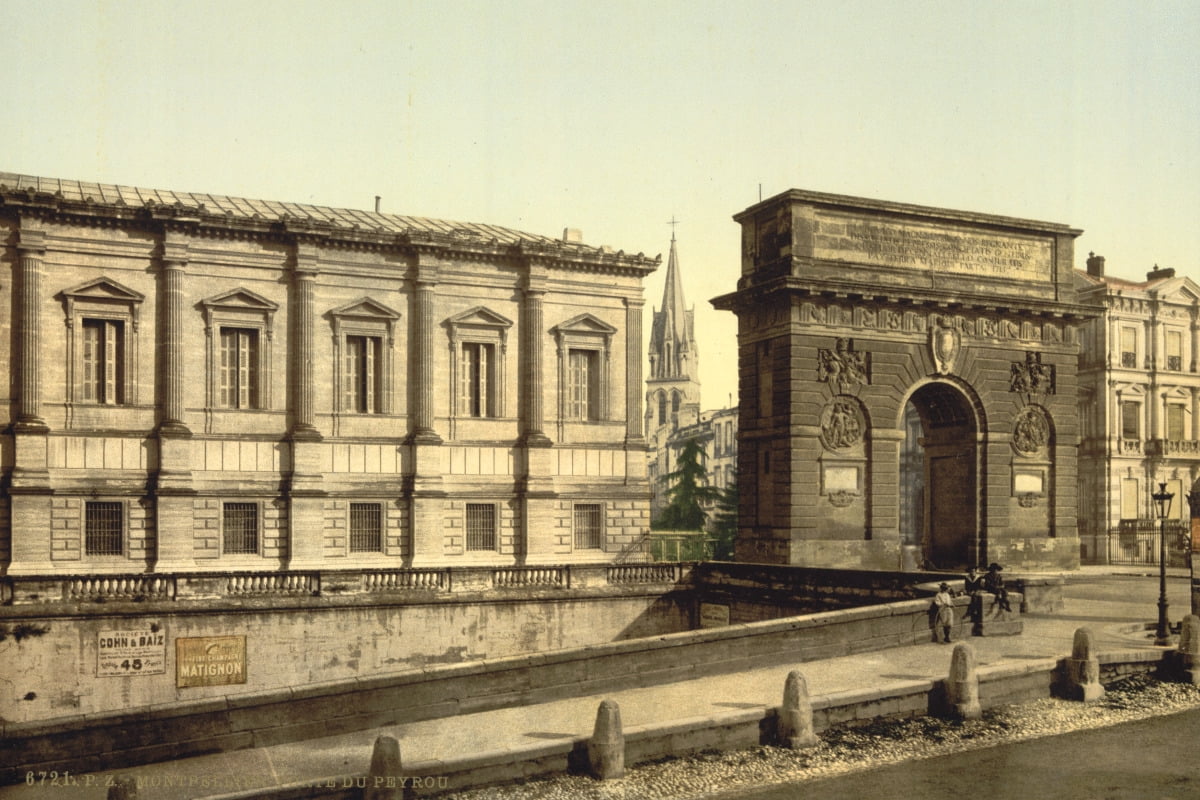 Print: Beyron (I.E., Peyrou) Gate, Montpelier, France, circa 1890 ...
