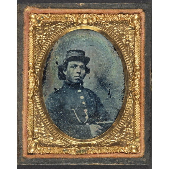 Print: Black Soldier Seated With Pistol In Hand, Watch Chain In Pocket ...
