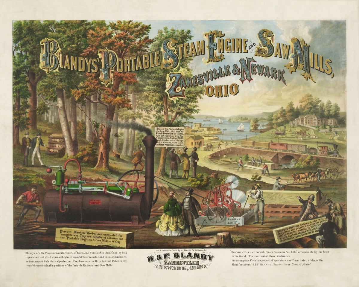 Print: Blandy's Portable Steam Engine And Saw Mills, Zanesville ...
