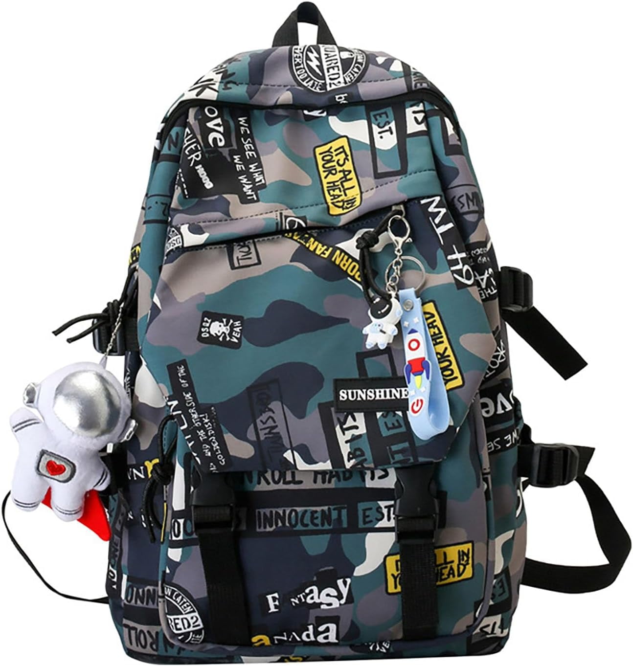 Print Bookbag College Travel 15.6 Inch Laptop Backpack with Pendant for ...