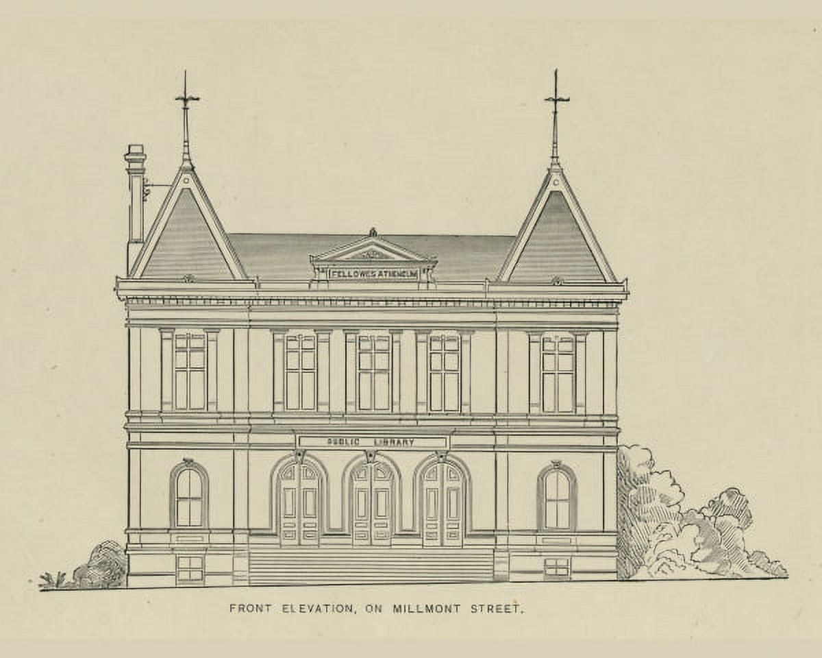 Print: Boston Public Library, Front Elevation On Millmont Street, 1873 ...