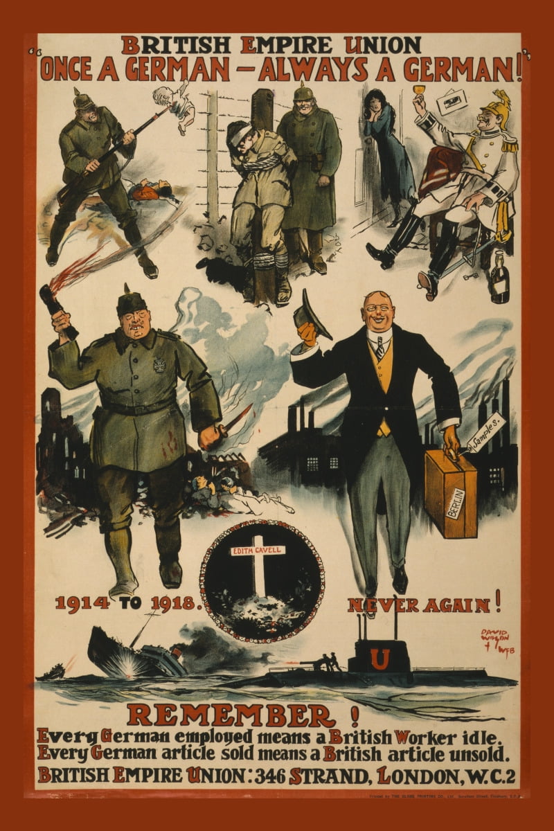 Print: British Empire Union. Once A German, Always A German. Remember ...