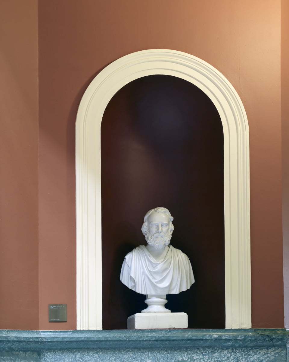 Print: Bust Of Henry Wadsworth Longfellow Located In Library Lobby ...