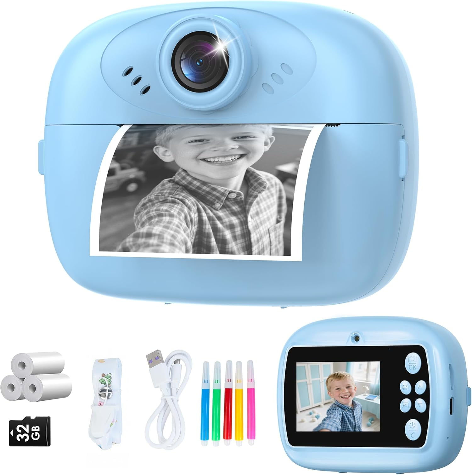 Print Camera,1080P Video Camera for with 32GB SD Card, Camera Christmas ...