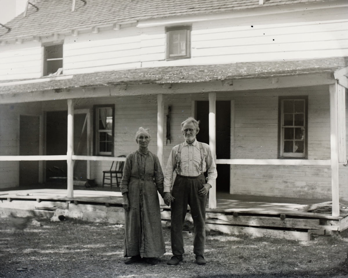 Print: Captain Tate And Wife Standing In Front Of The Kitty Hawk Post ...