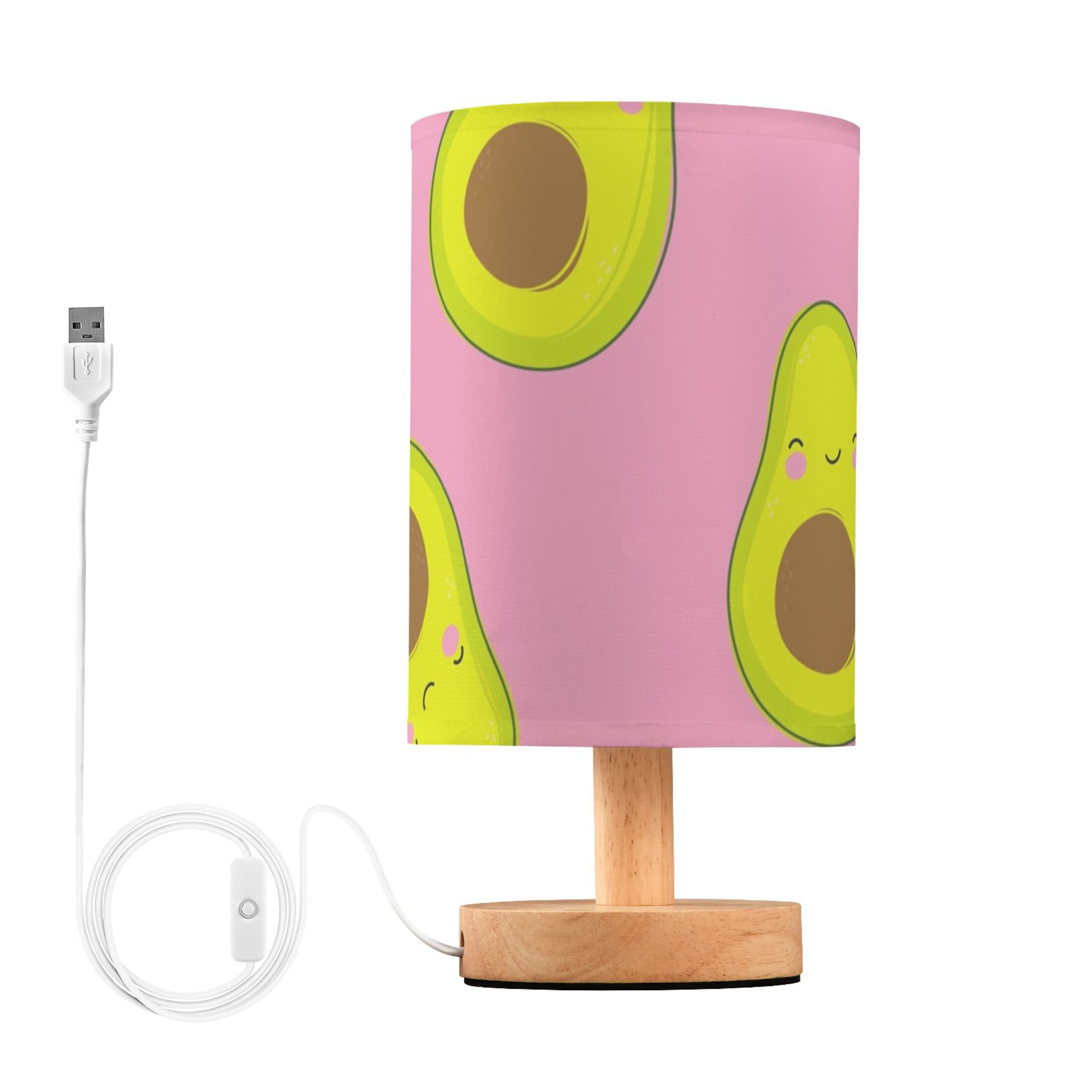 Print with Cartoon Avocado Bedside Table Lamp LED Warm Lights with USB ...