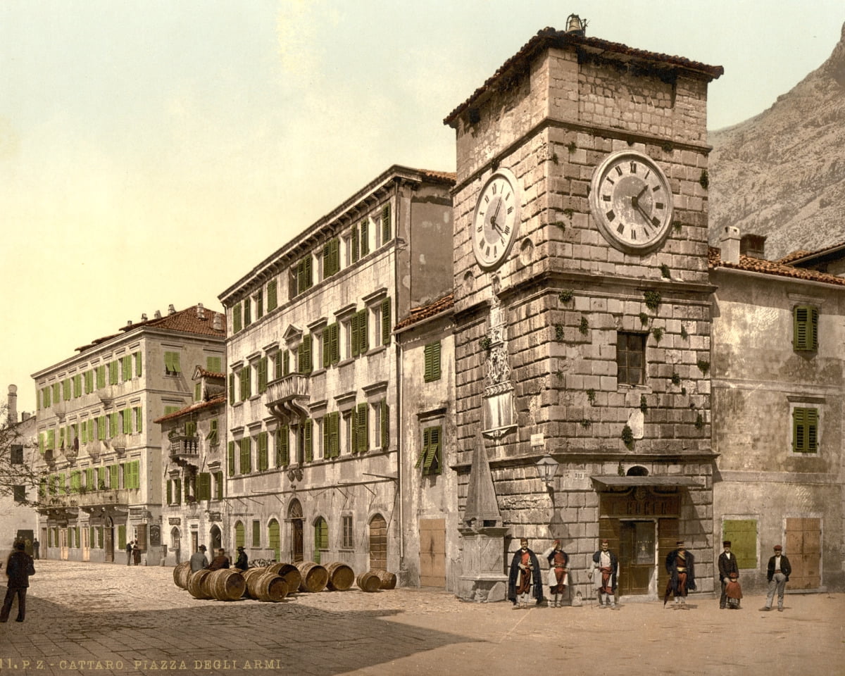 Print: Cattaro, Army Square, Dalmatia, Austro-Hungary, circa 1890 ...